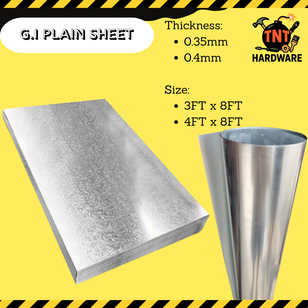G.I PlainSheet Linso 1 whole Sheet 4 FT x 8 FT 0.5mm & 0.35mm | Shopee ...