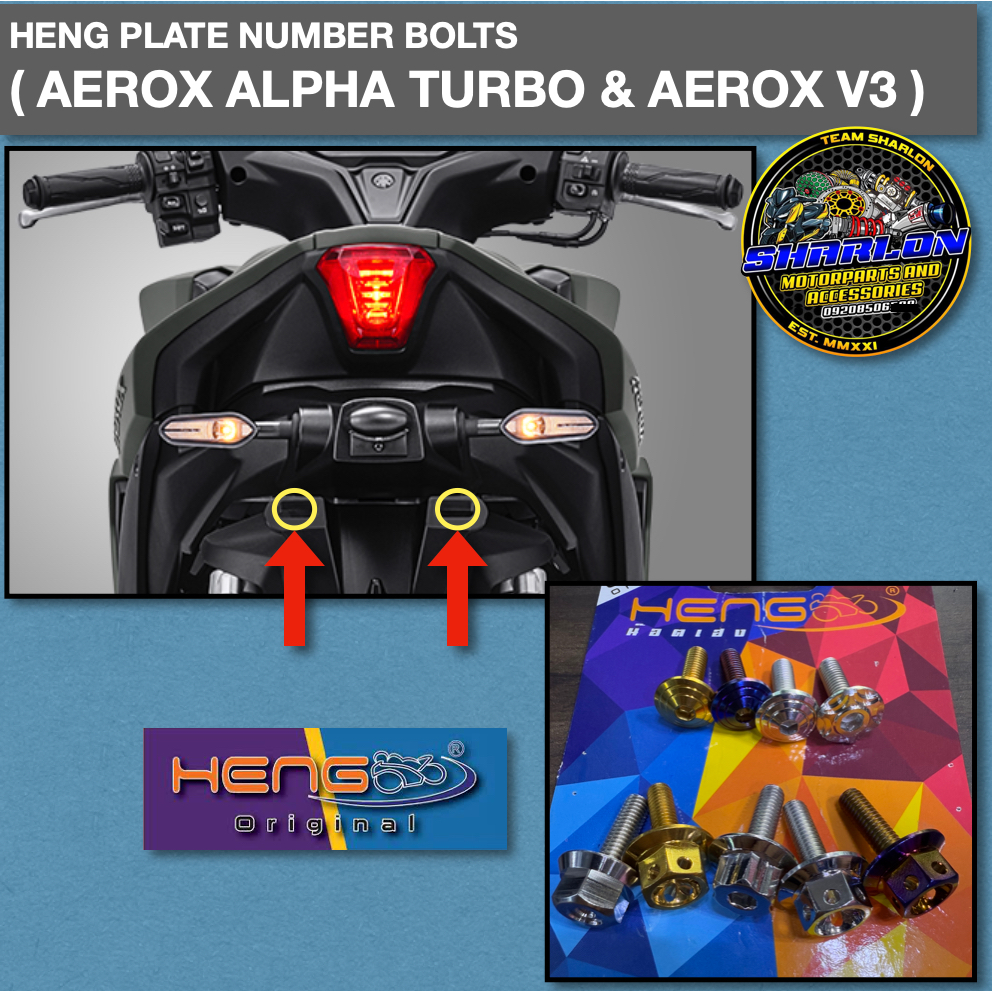HENG Original Plate Number Bolts for YAMAHA AEROX TURBO SP and AEROX V3 ...