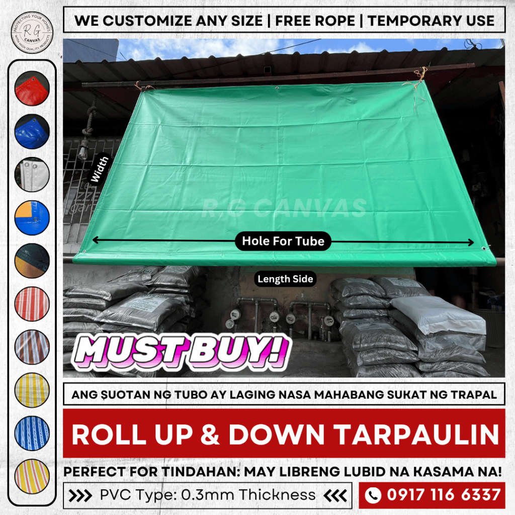 R.G Trapal Waterproof 4x4 4x6 5x6 6x6ft Roll Up Tarpaulin Lona with ...
