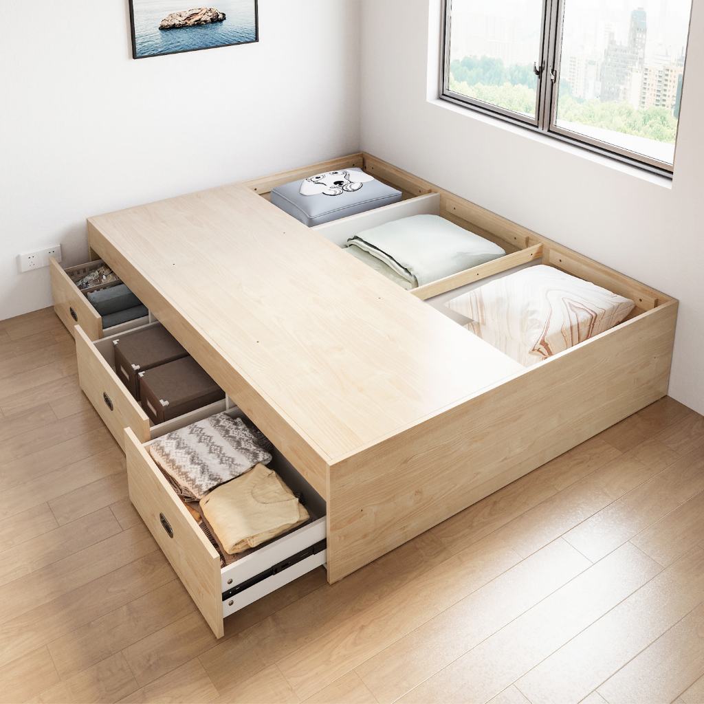 Furniture Source Barmore Storage Bed (Oak) | Shopee Philippines