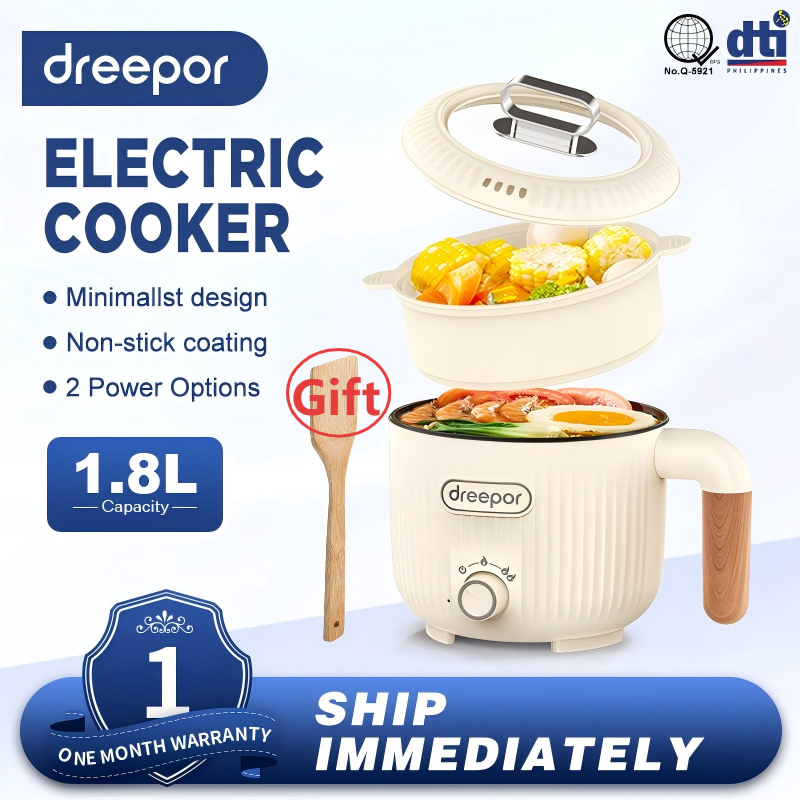 Dreepor Mini Rice Cooker With Steamer Non Stick Electric Heating Pot ...