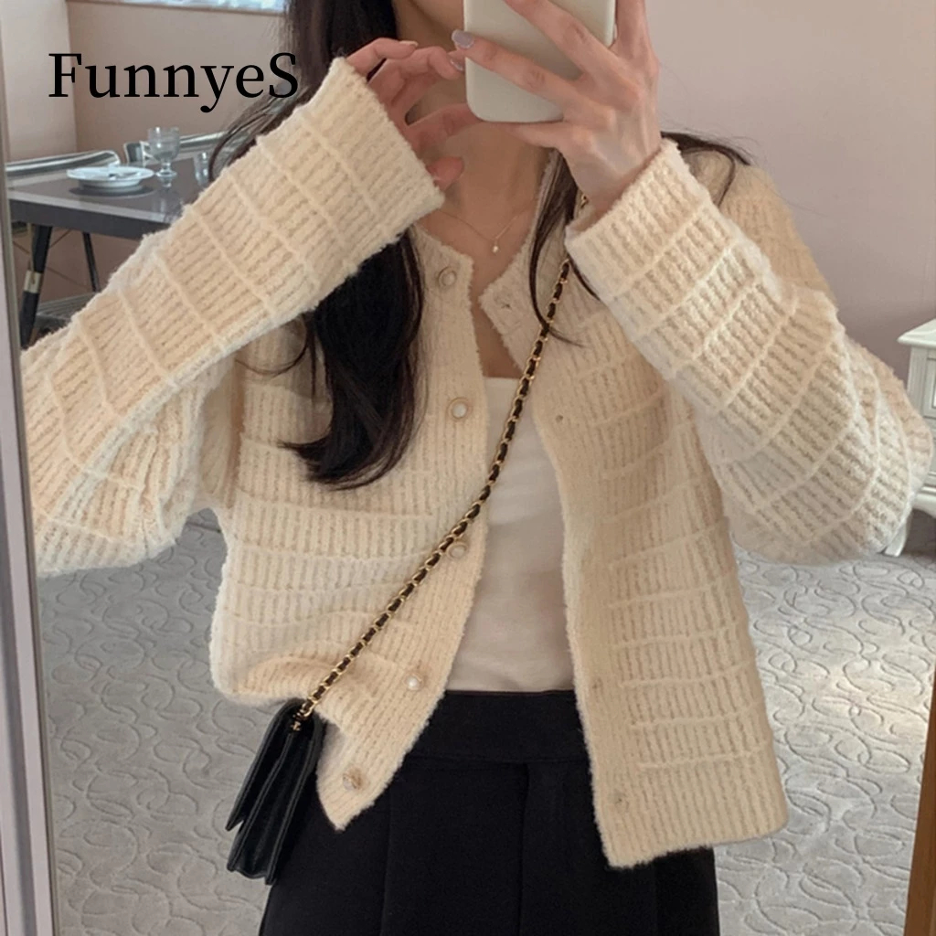UIKI Women Knitted Cardigan Korean Style Sweater Long Sleeve Solid ...
