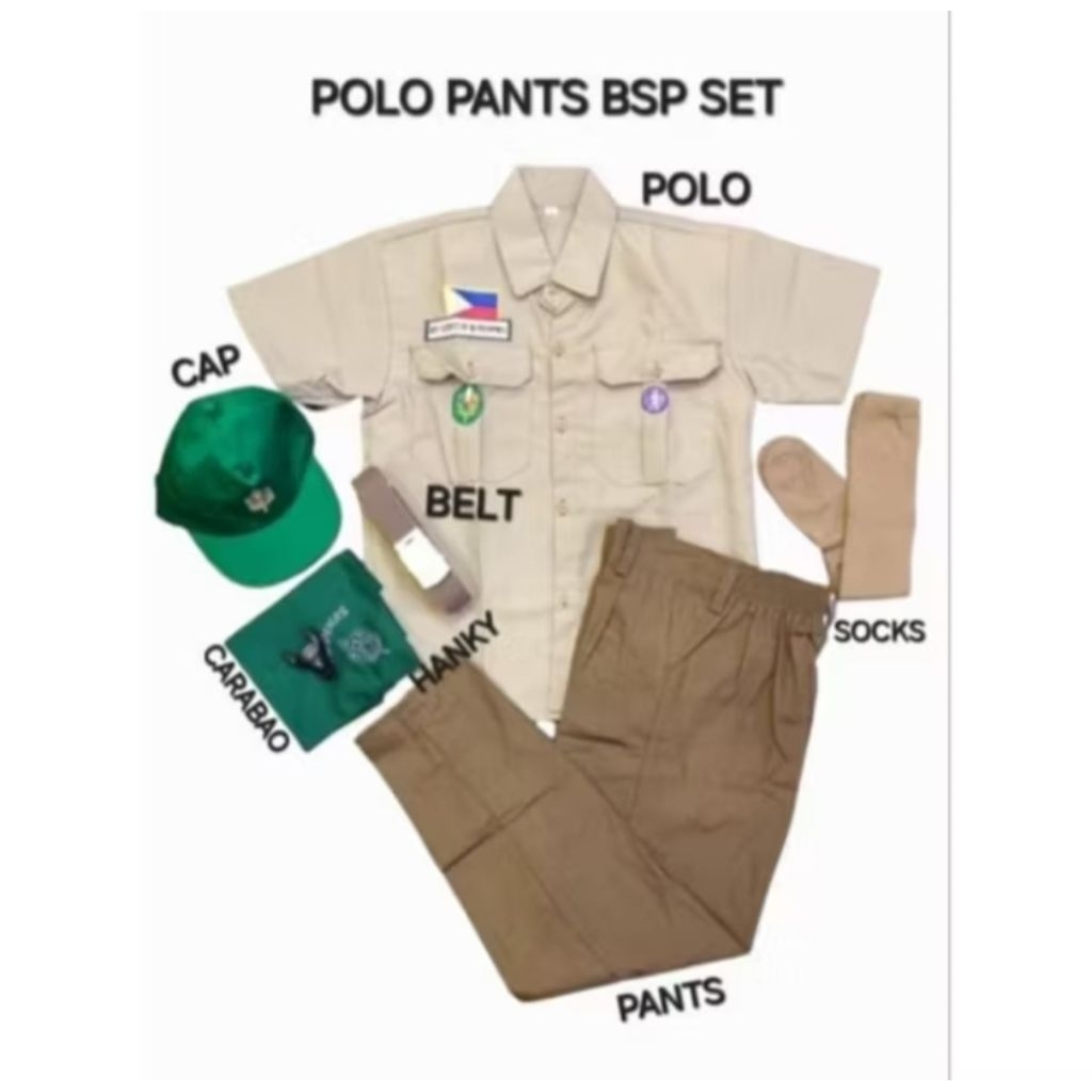 BSP polo and pants with green panyo and cap complete set | Shopee ...