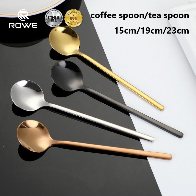 ROWE Tea Coffee Mixing Spoon Round Shape Stainless Steel Dessert Ice ...