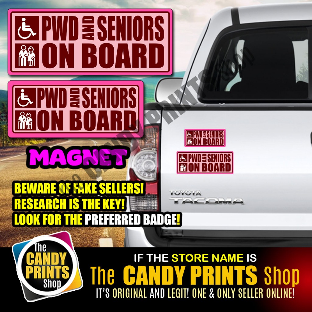 PWD AND SENIOR CITIZENS ON BOARD Magnetic Car Stickers (Waterproof ...