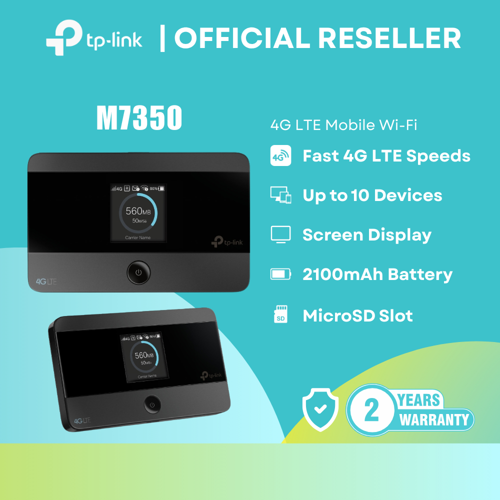TP-Link MiFi M7350 V9 - 4G LTE Mobile WiFi / 150 Mbps / Screen Display ...