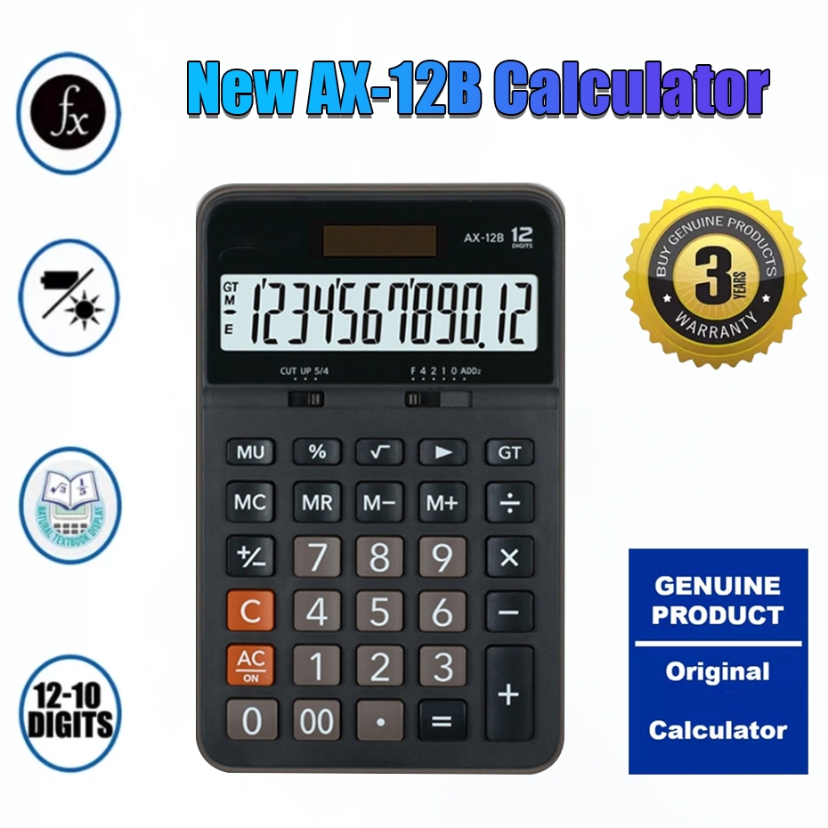 NEW CALCULATOR AX-12B 12 DIGITS MULTIFUNCTIONAL CALCULATOR FOR OFFICE ...