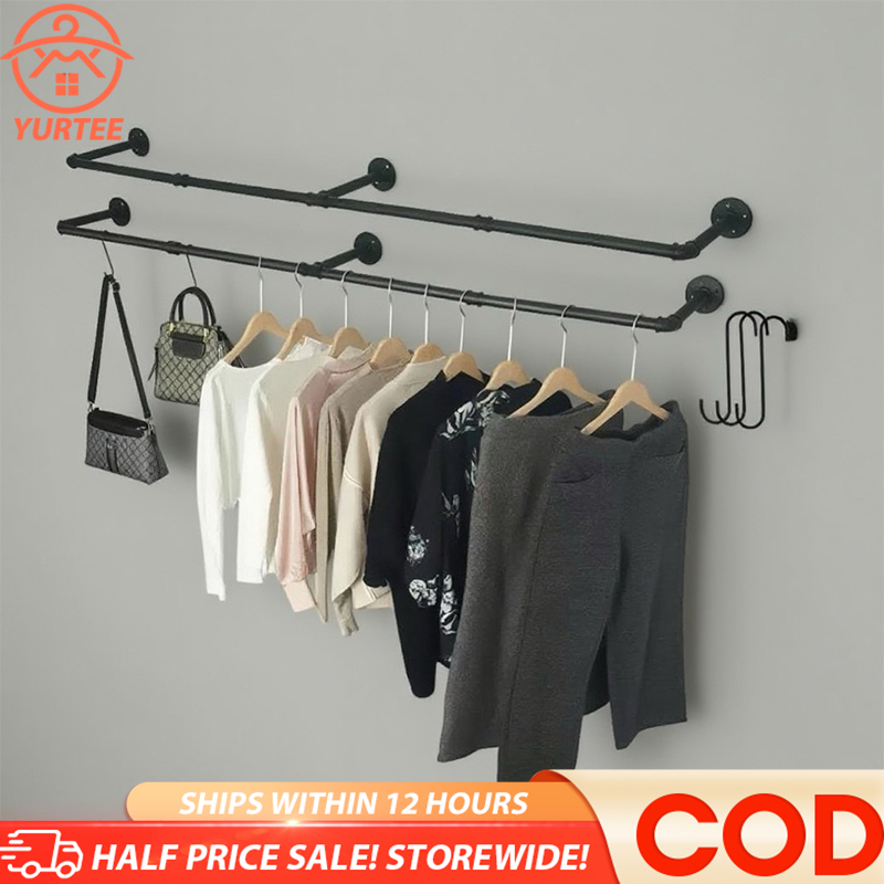 Metal Clothes Hanger Wall Mounted Sampayan Hanger Rack Clothing Storage ...