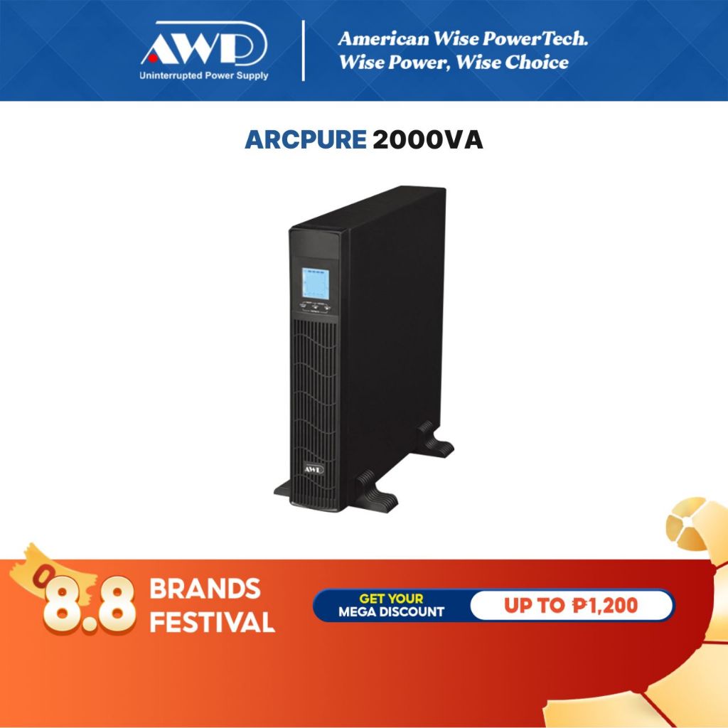 AWP ArcPure 1600W-2000VA UPS Pure Sine Wave with AVR Uninterruptible ...