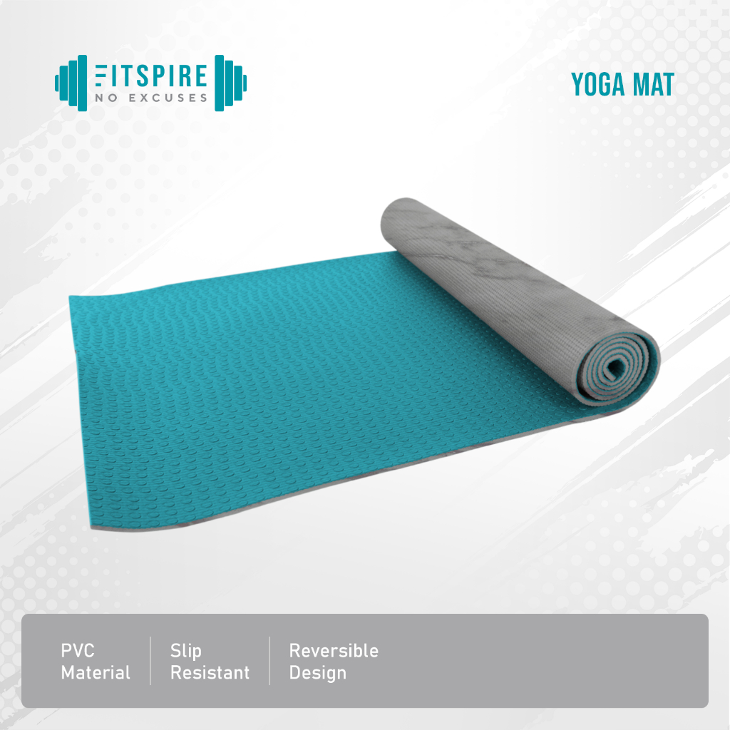 FITSPIRE Yoga Mat PVC Reversible 173 x 61 x 0.6cm | Premium | Exercise ...