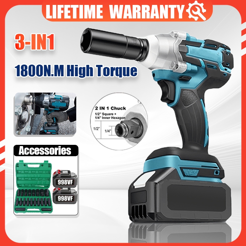 Electric Impact Wrench Cordless Brushless Impact Ratchet Wrench 1980VF ...