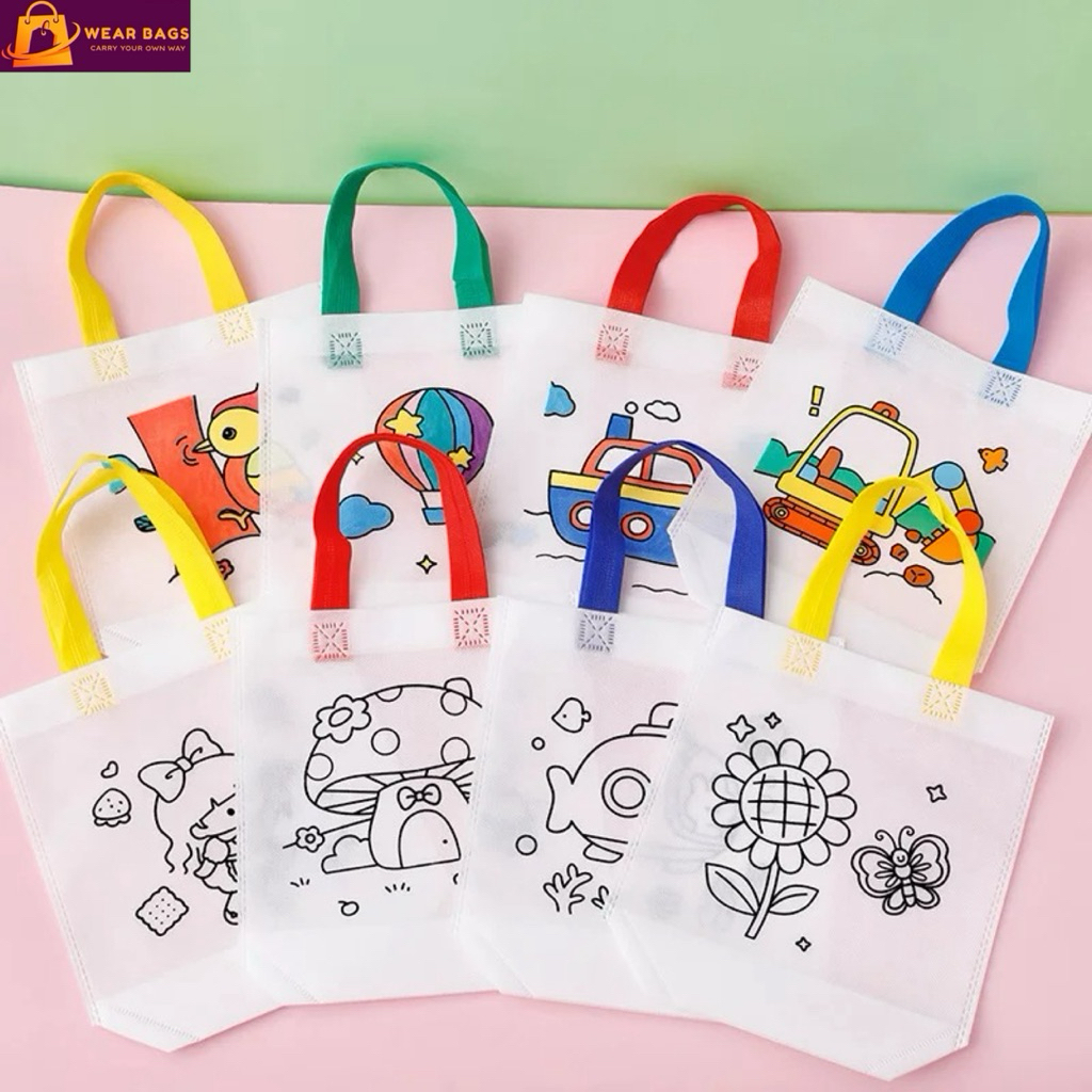 Kid’s Tote Bag Coloring Painting Set With Coloring Pen Back To Back DIY ...