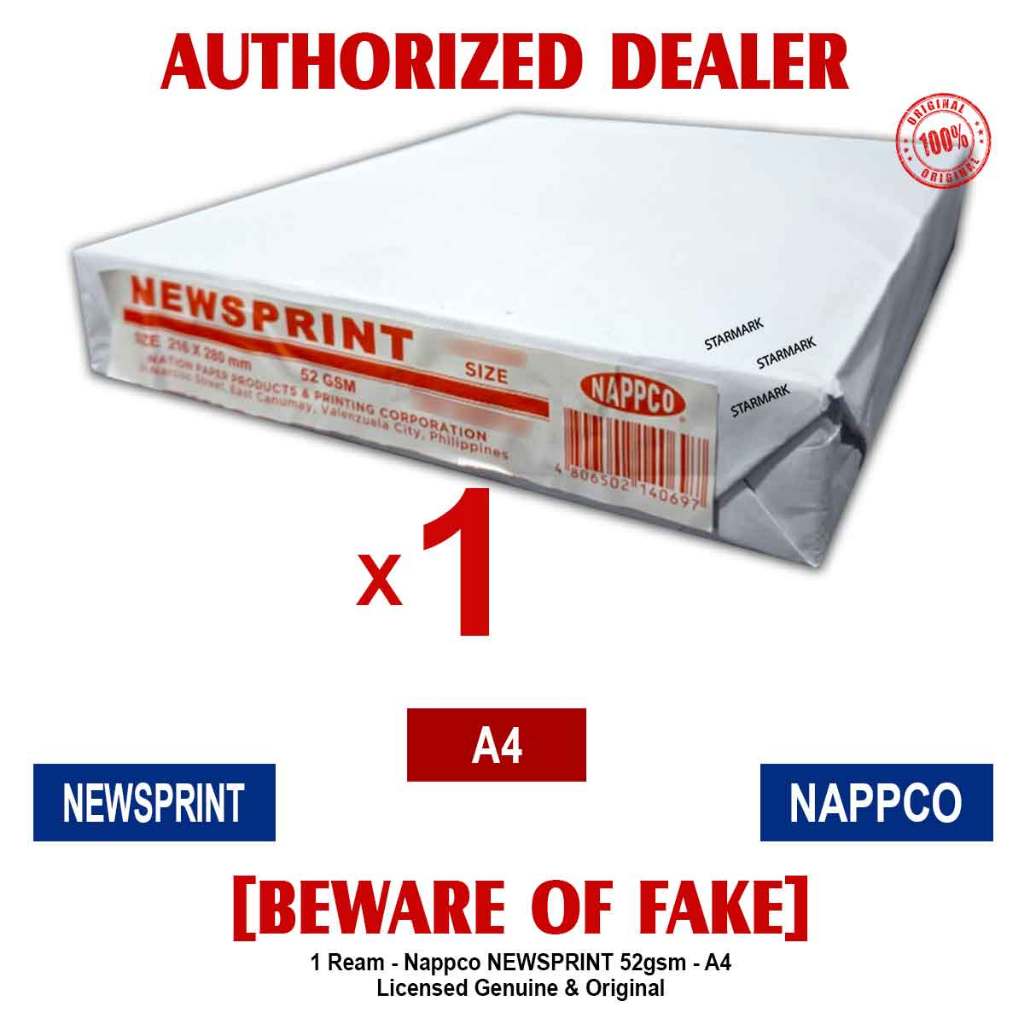 NAPPCO Newsprint Paper Papers Gray 52gsm A4 Size 8.25x11.75in News ...