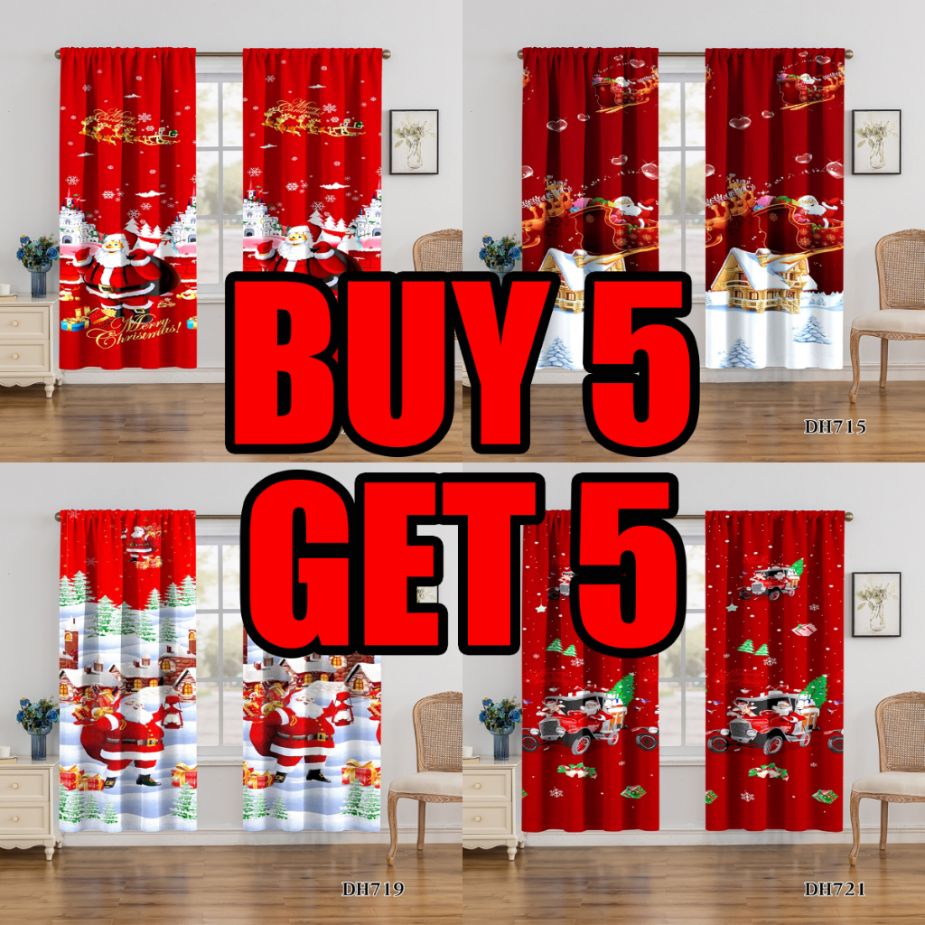 BUY 5 GET 5 New Christmas Curtain Kurtina for Window Christmas Decor ...