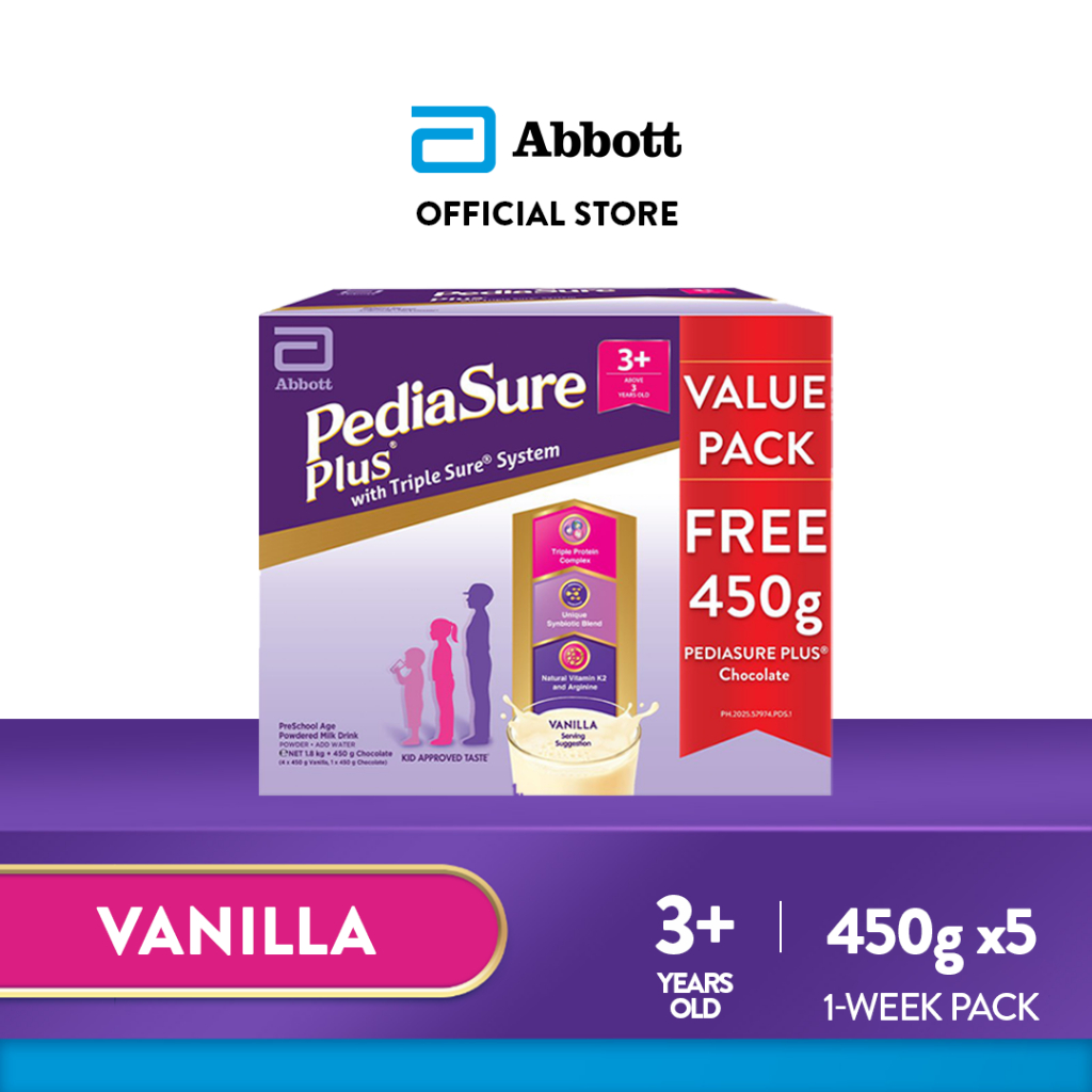 Pediasure Plus 3+ Vanilla 1.8kg For Kids Above 3 Years Old (Value Pack ...