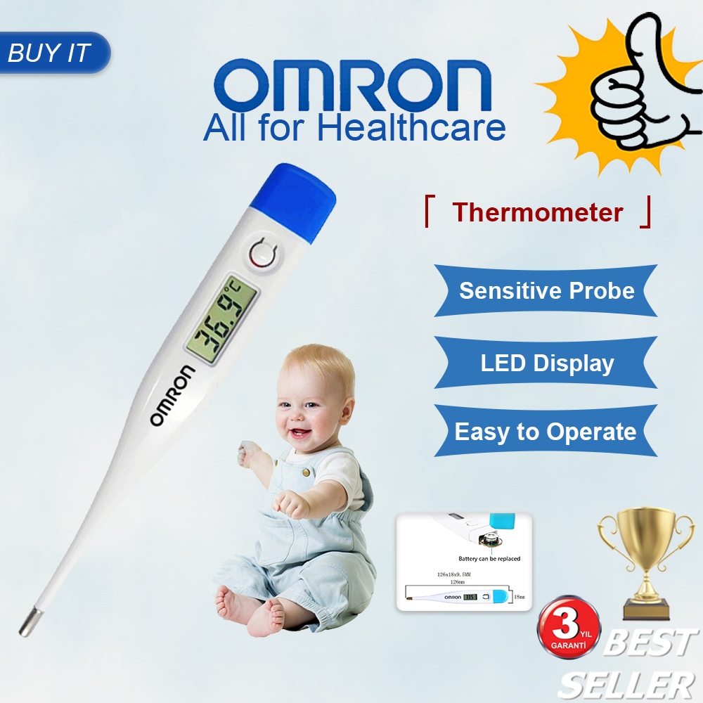 Omron Digital LCD Thermometer Flexible Probe for Babies Adults Accurate ...