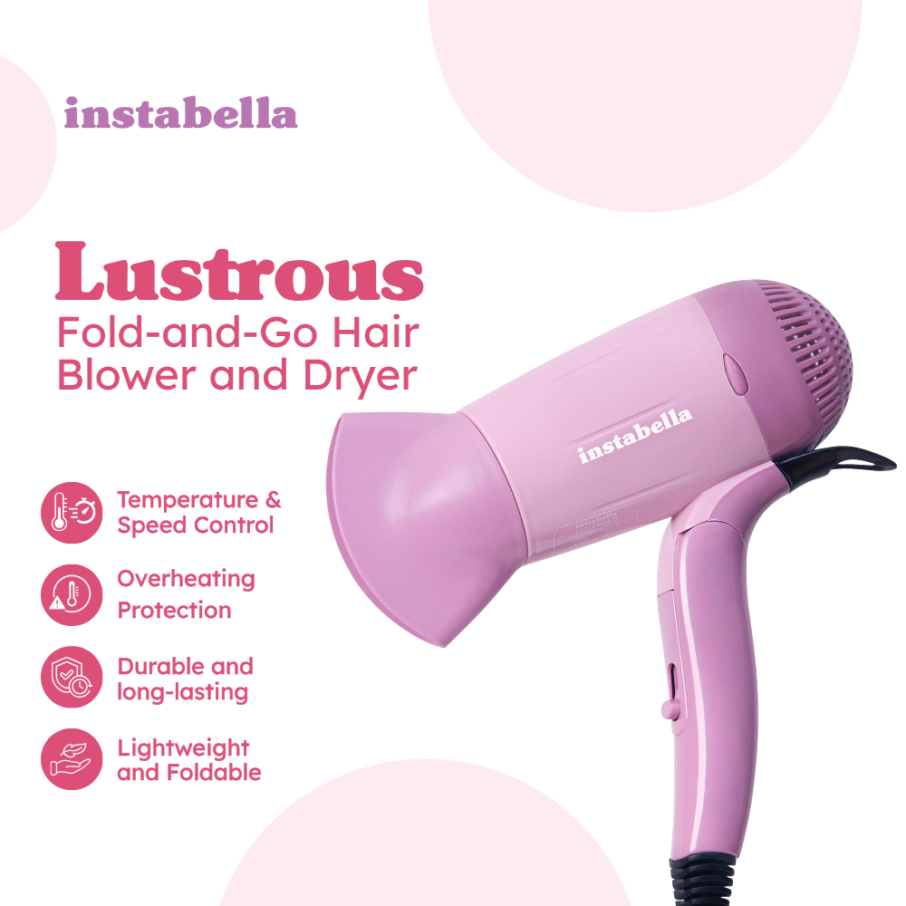 Instabella Lustrous Fold-and-Go Hair Blow Dryer HD-302 - Plum Purple ...