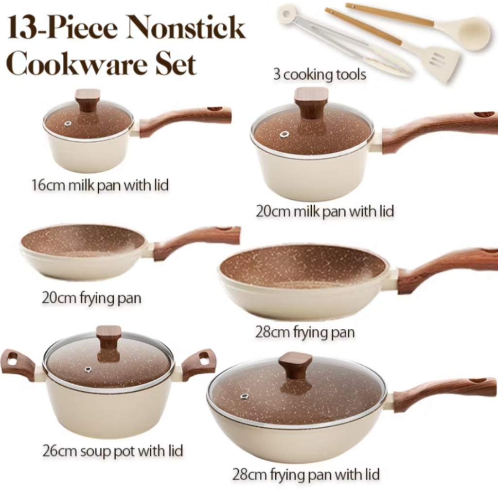 Non Stick Ceramic Cookware Set, Healthy Pot And Flat Bottomed Pot Set ...