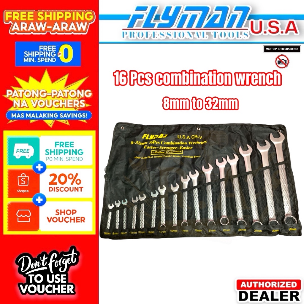 Flyman Tools Original 16PCS SET Combination Wrench 8 9 10 11 12 13 14 ...