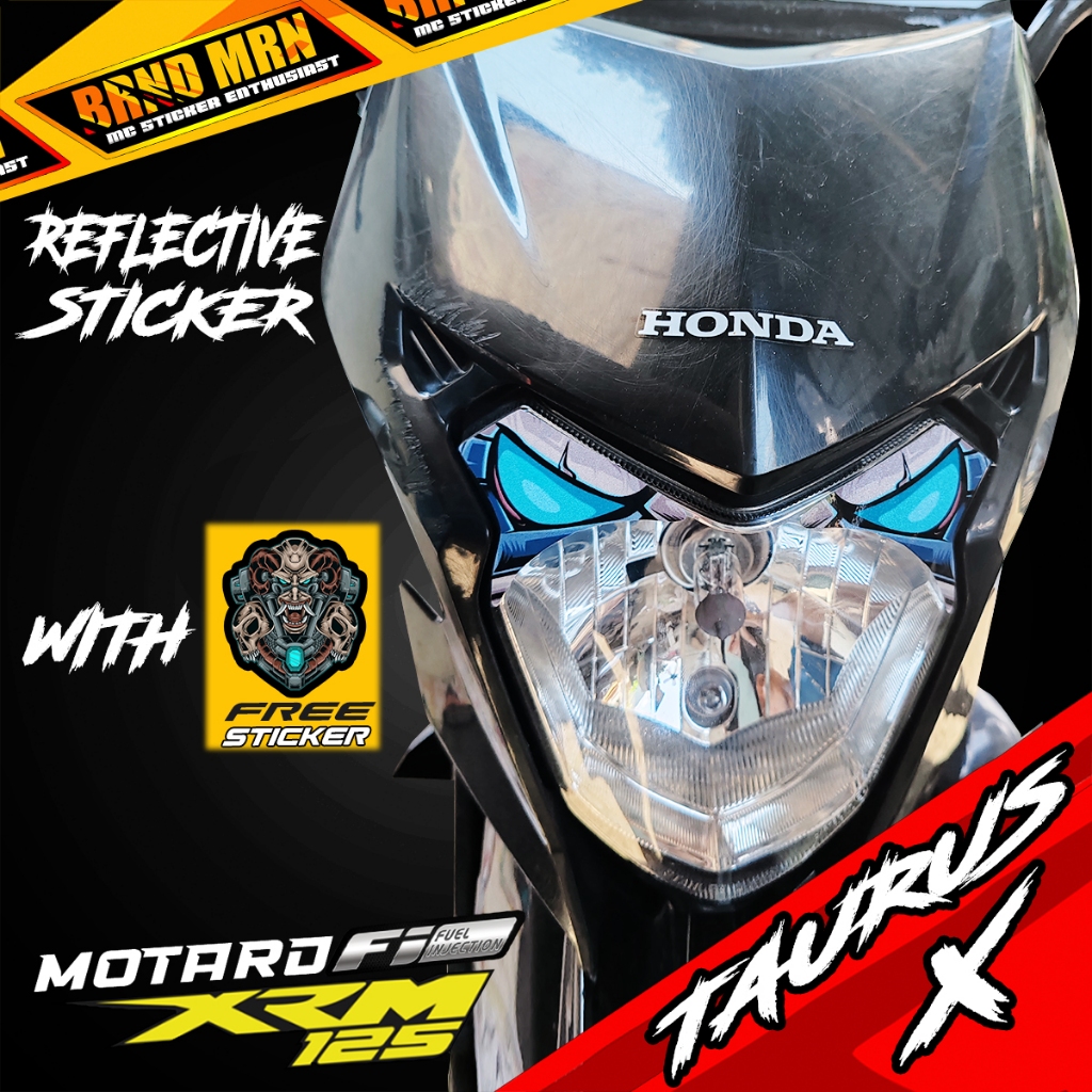 HONDA XRM MOTARD 125 FI HEADLIGHT EYE DECAL REFLECTIVE STICKER TINT ...