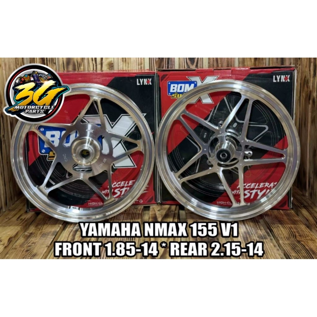 BOM X LYNX (STAR) CNC MAGS 14s 5 SPOKES YAMAHA NMAX 155 V1 (100% ...