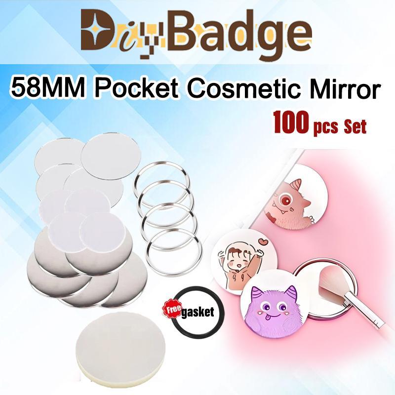 100pcs 58mm Pocket Cosmetics Metal Mirror DIY Badge Button Blank Raw ...