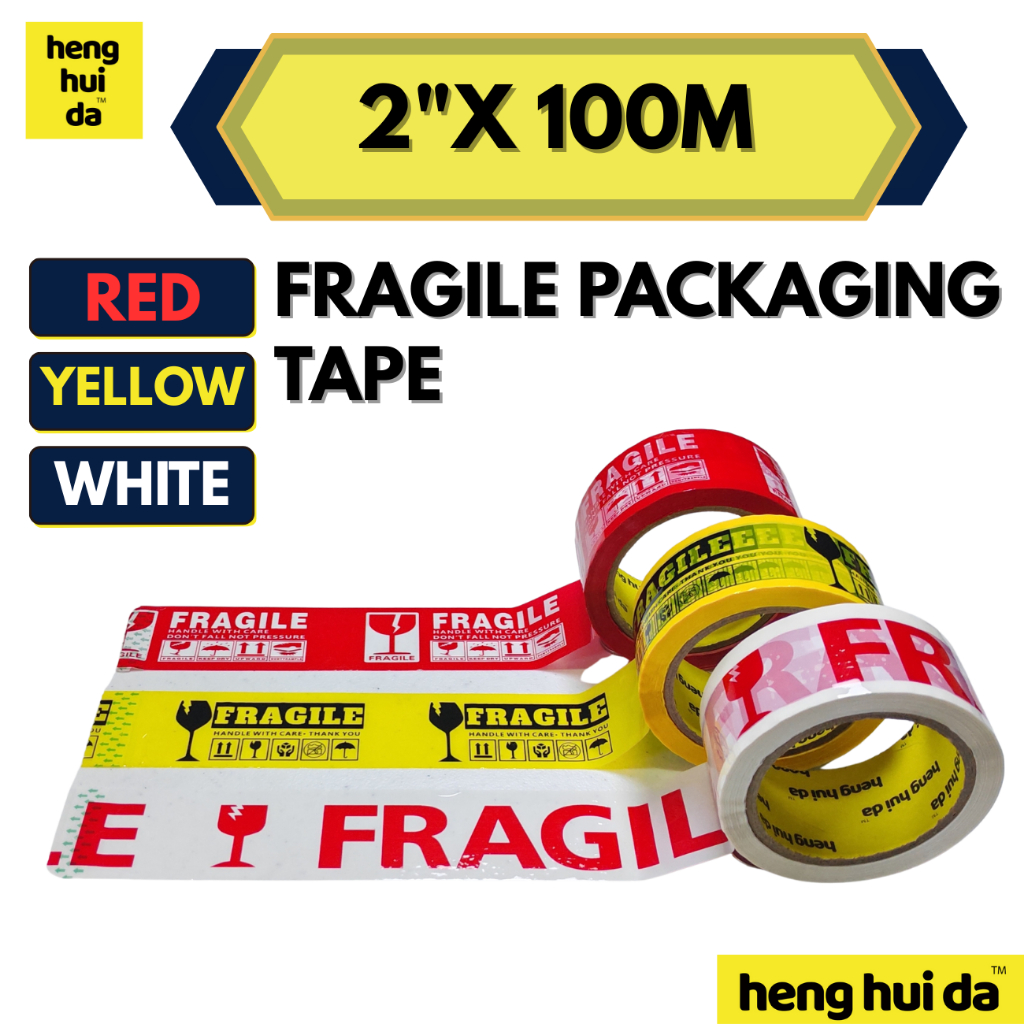 3pcs Fragile Packaging Tape 100 meters Handle with Care Fragile Tape ...