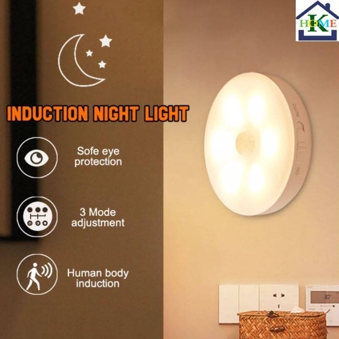 Body Induction LED Night Light Human Sensor Wireless USB Rechargeable 8 ...