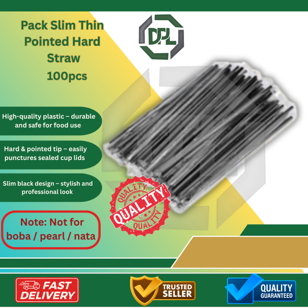 DPL【CHEAPEST】100pcs Pack Slim Thin Pointed Hard Straw 21cm Individually ...