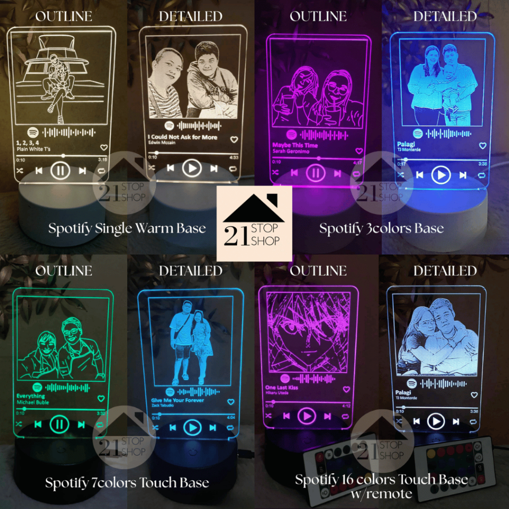 21SHOP Customized BARCODE SPOTIFY SCANNABLE Acrylic LED Lamps for gifts ...