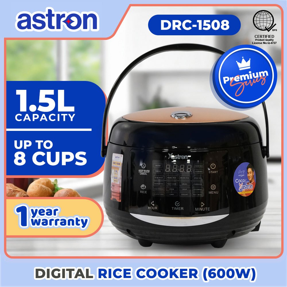 Astron DRC1508 Digital Rice Cooker - 1.5L | Nonstick Teflon Pot | LED ...