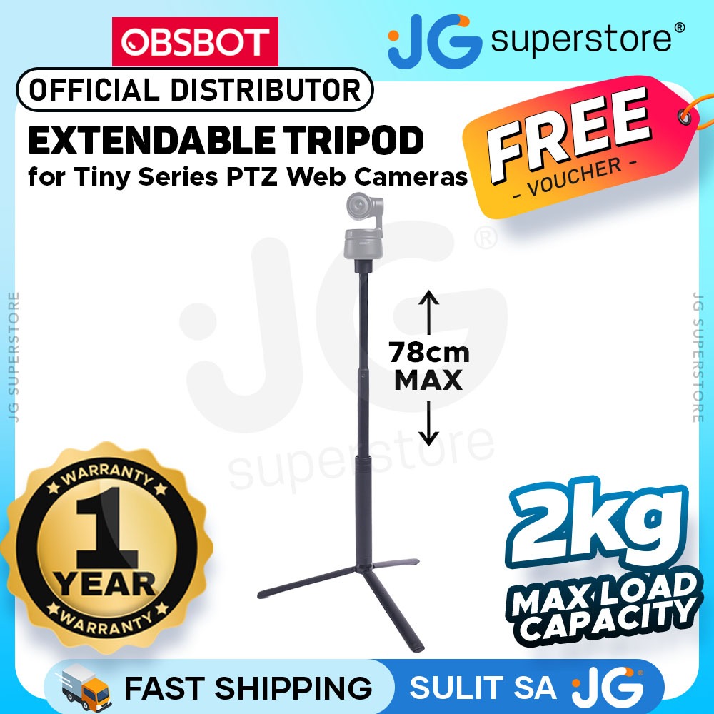 OBSBOT Extendable Desktop Tripod w/ 1/4" Thread Mount & 31' Max Height ...