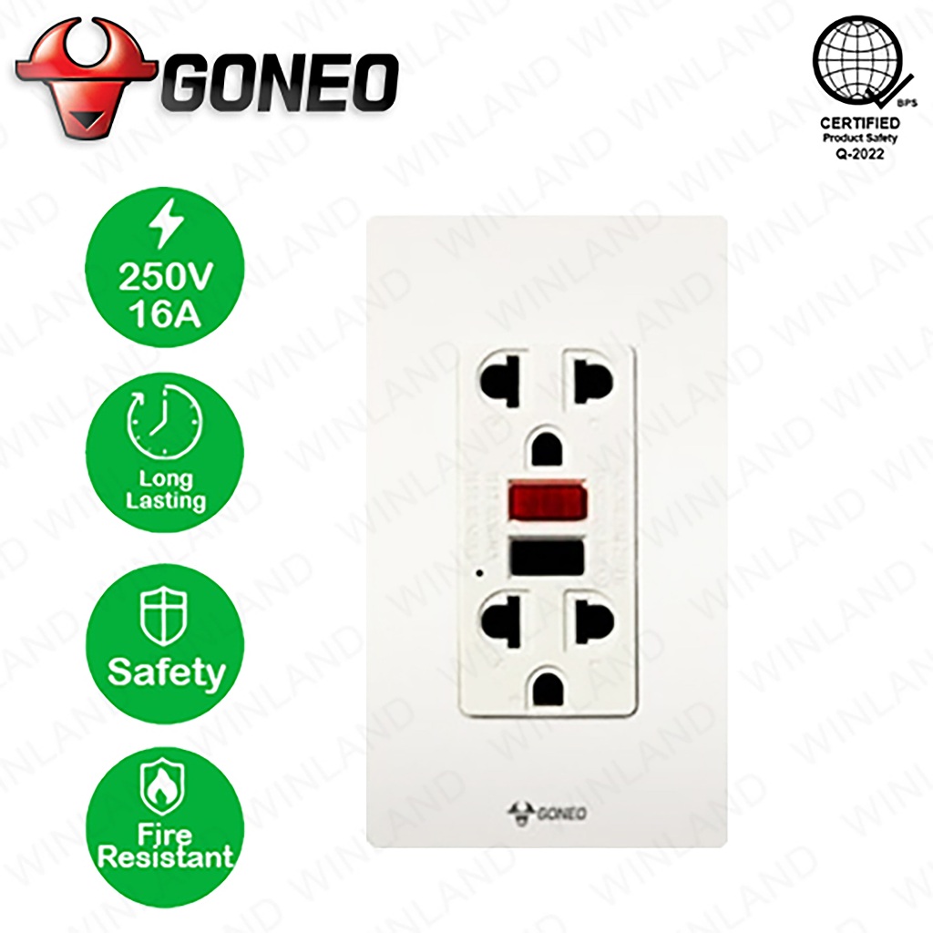Bull/Goneo by Winland 2 Gang GFCI Outlet Set 16A/250V White (G34Z233B ...