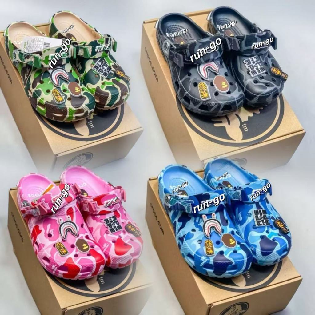 UA QUALITY NEW STYLE' A BATHING APE x CROCS CLASSIC CLOG SUMMER SANDALS ...
