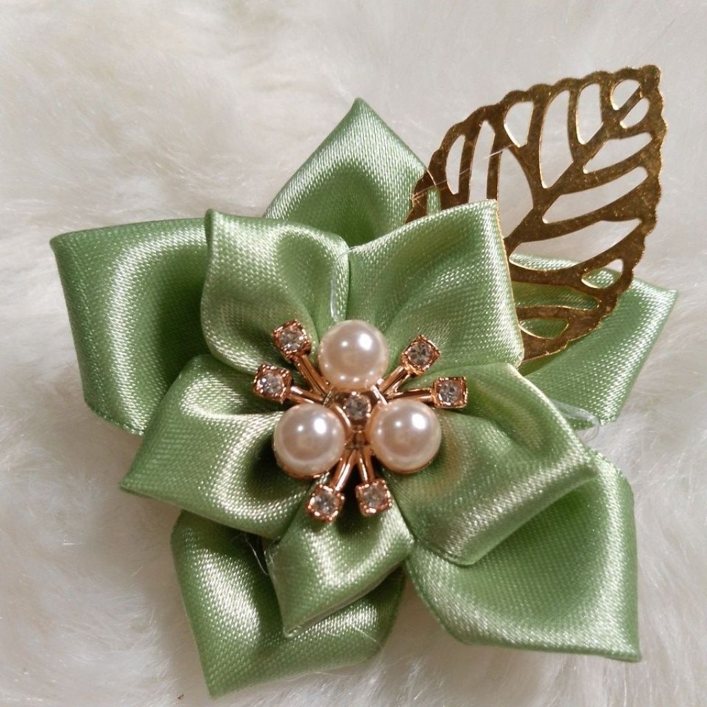 chest corsage with elegant and sparkling rhinestone with pin - sage ...