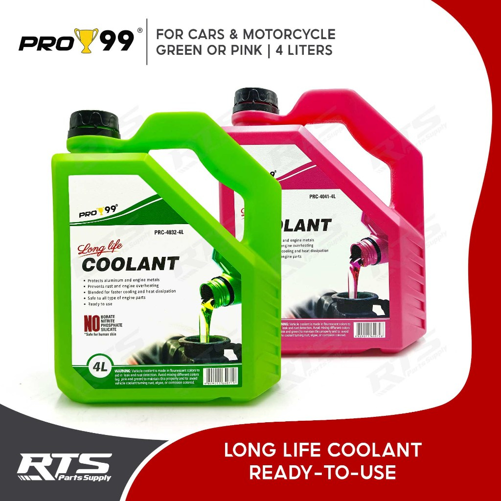 Pro 99 Long Life Coolant Green or Pink Ready to Use 4 Liters (4L ...