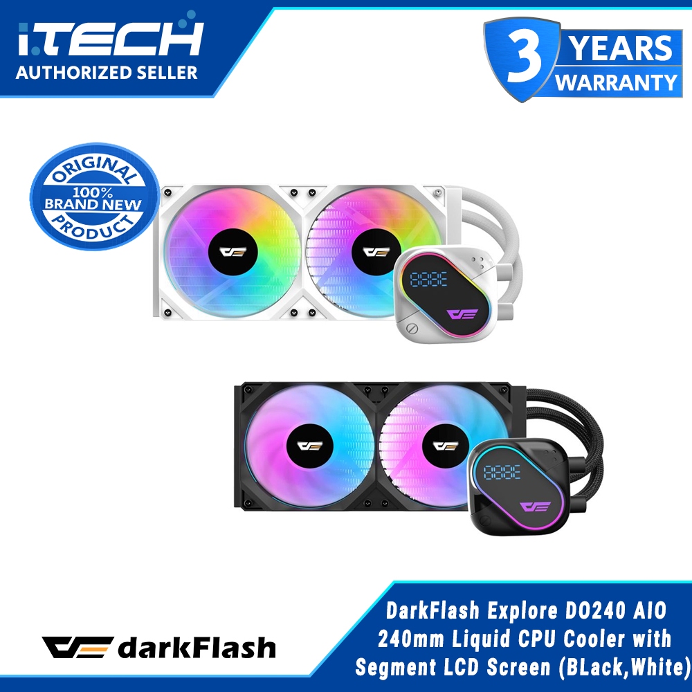 DarkFlash Explore DO240 AIO 240mm Liquid CPU Cooler with Segment LCD ...
