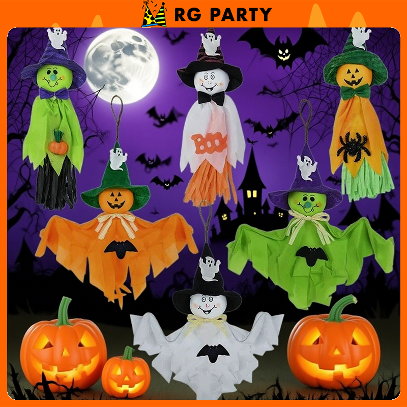 Ready Stock Halloween Pumpkin Straw Ghost Toy Outdoor Bar Background ...