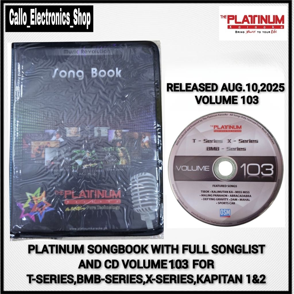 Platinum Songbook with full Songlist And CD Volume 103 For T-series/BMB-SERIES/X-SERIES/Kapitan ...