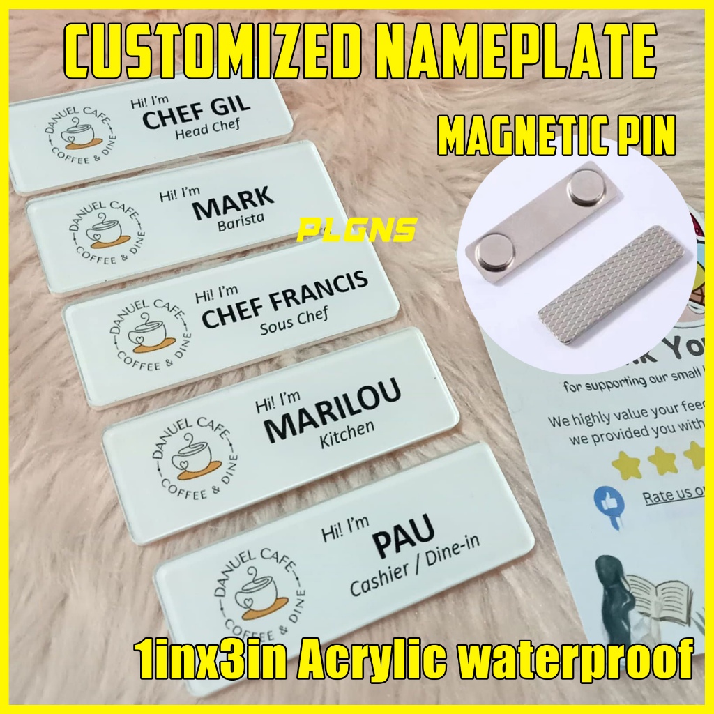 Pin Badge Magnetic Nameplate Customized Acrylic WATERPROOF | Shopee ...