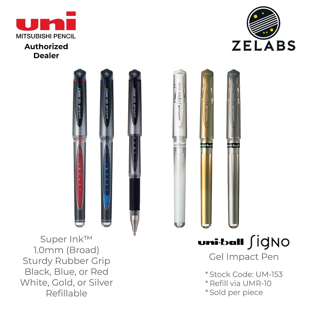 Uni Uni-Ball Signo Gel Impact Broad Capped Gel Pen - UM-153 - 1.0mm ...