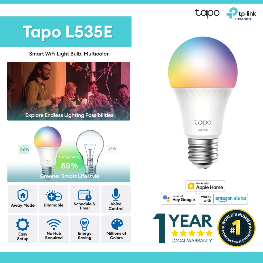 TP-Link Tapo L535E Smart Light Bulb, Multicolor,Matter | Shopee Philippines