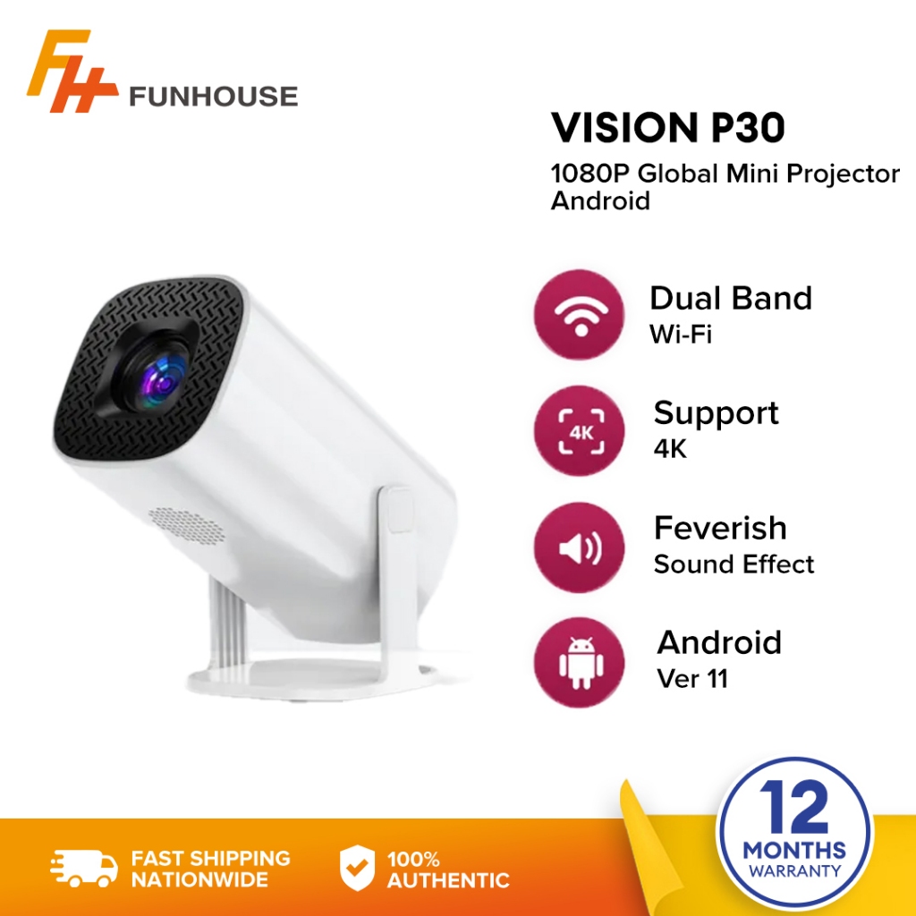 Funhouse | Vision P30 Projector 4K WIFI Bluetooth 1080P Home Theater ...