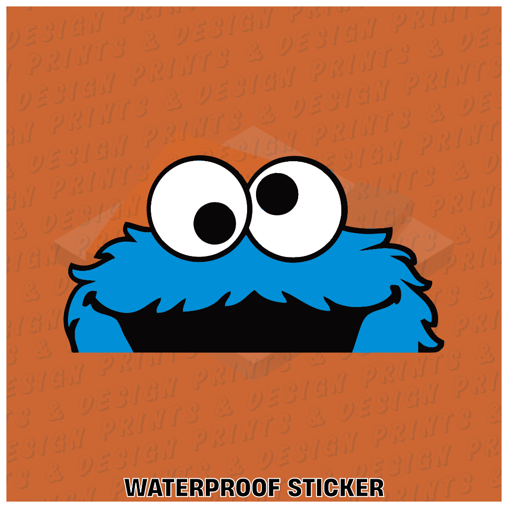 Sesame Street Cookie Monster Peeker Sticker Waterproof Printed Vinyl ...