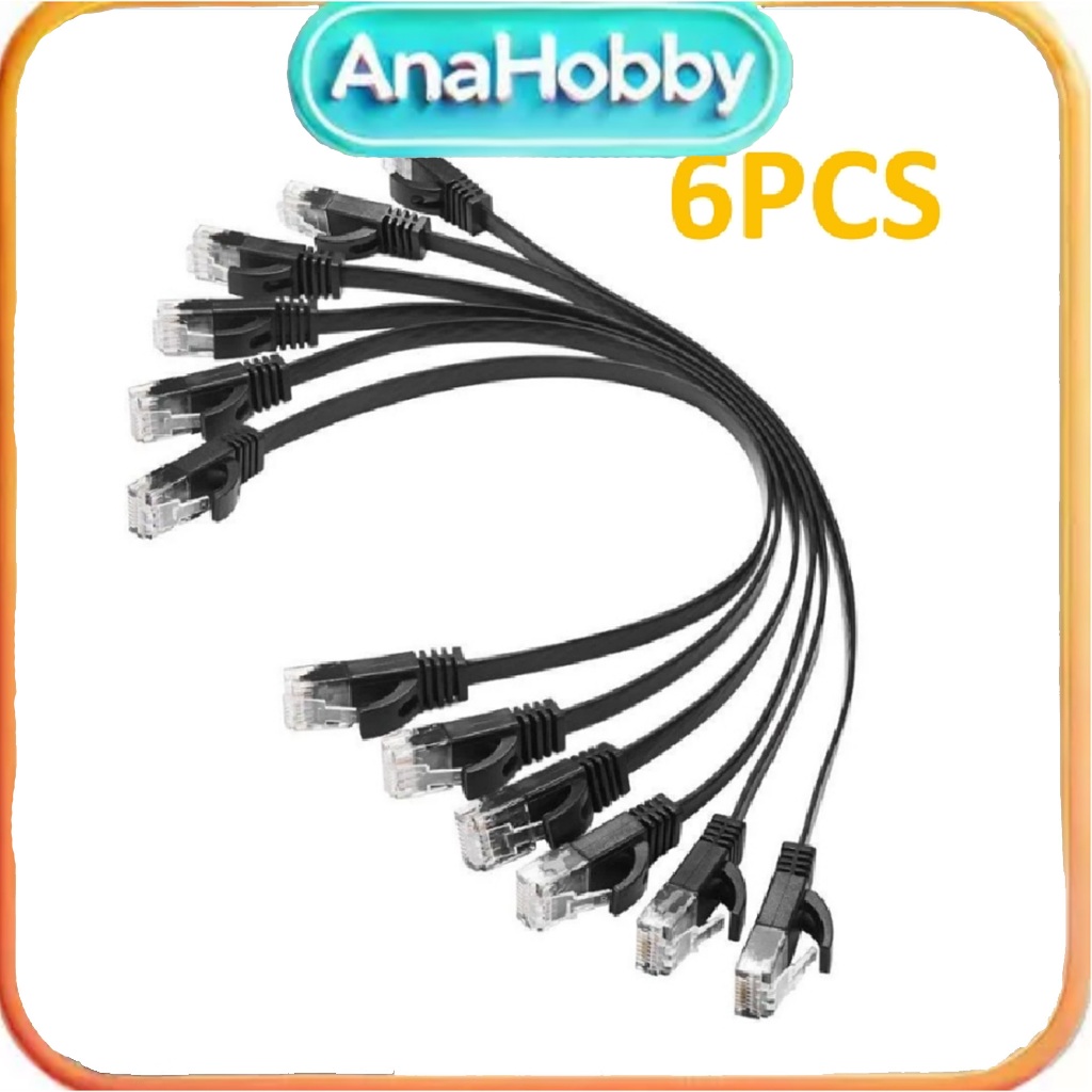 6Pcs 1Ft Flat Internet Network Cable Solid Cat6 High Speed Patch Lan ...