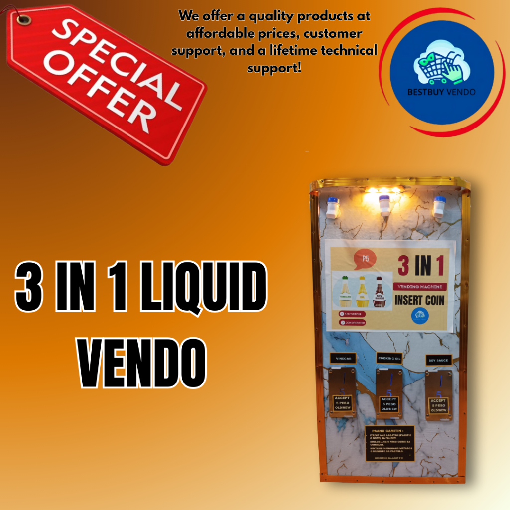 3-IN-1 LIQUID VENDO MACHINE (Suka-Toyo-Mantika) | Coin Operated Liquid ...