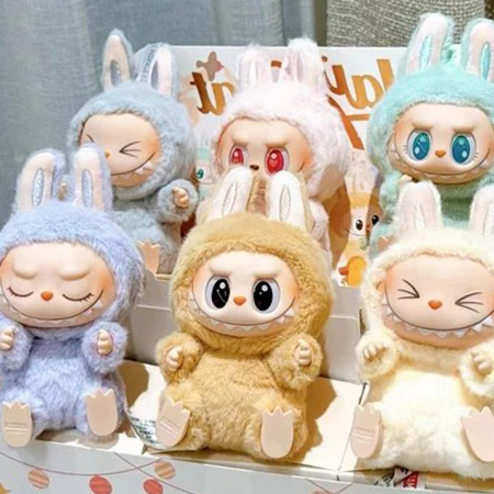 labubu doll pop mart keychain bag Exciting Macaron Series pendant with ...