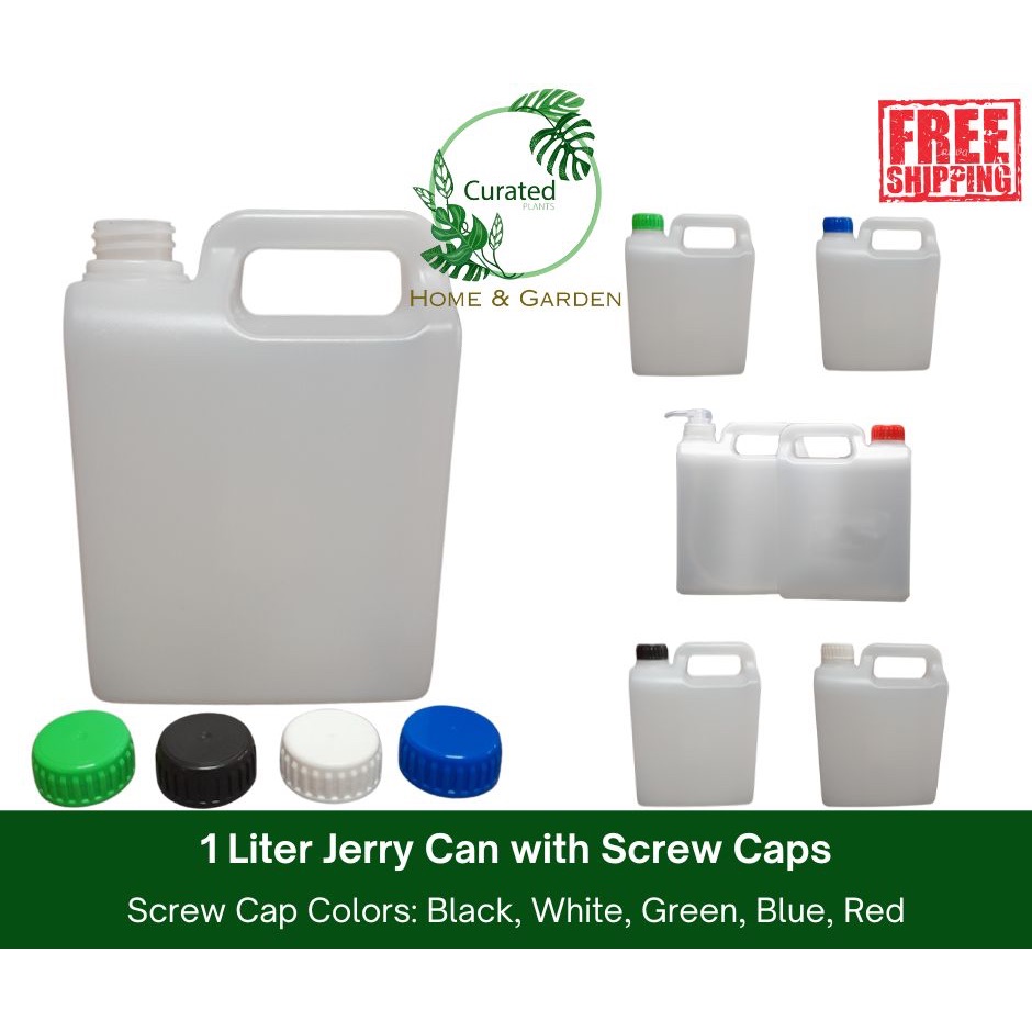 1 Liter Plastic Trans and Opaque White Body HDPE JERRY CAN / JERRY JUG ...