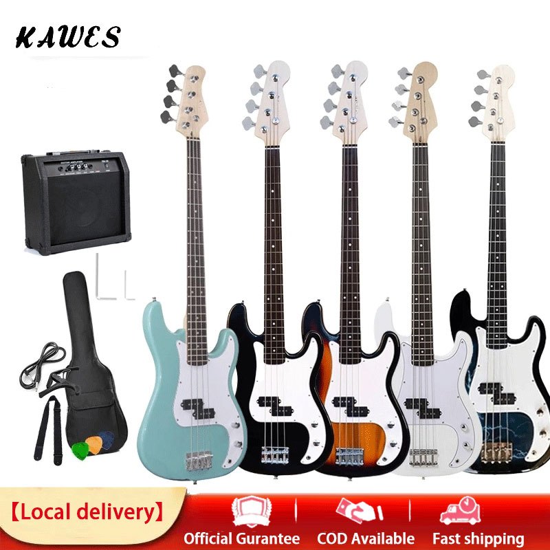 KAWES 4-String Bass Guitar Jazz Electric Bass Guitar Full-Size With ...