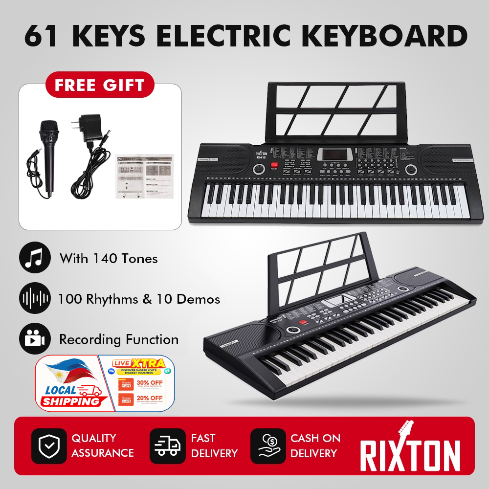 RIXTON 61 Keys Portable Electronic Keyboard Digital Electric Piano ...